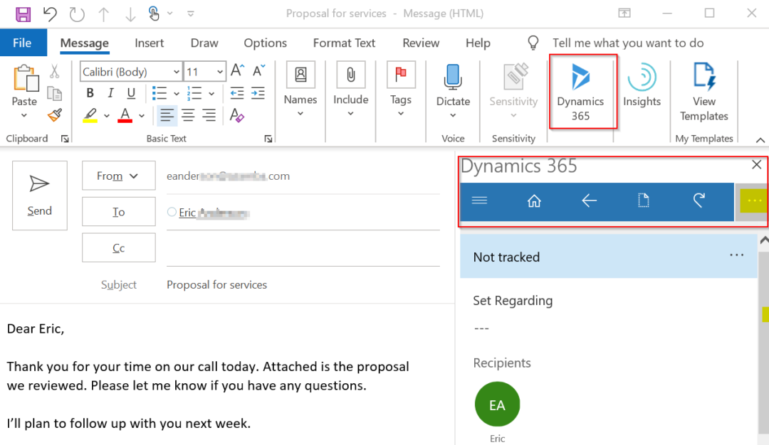 How to Create a Dynamics 365 Follow-up Task from an Outlook Email